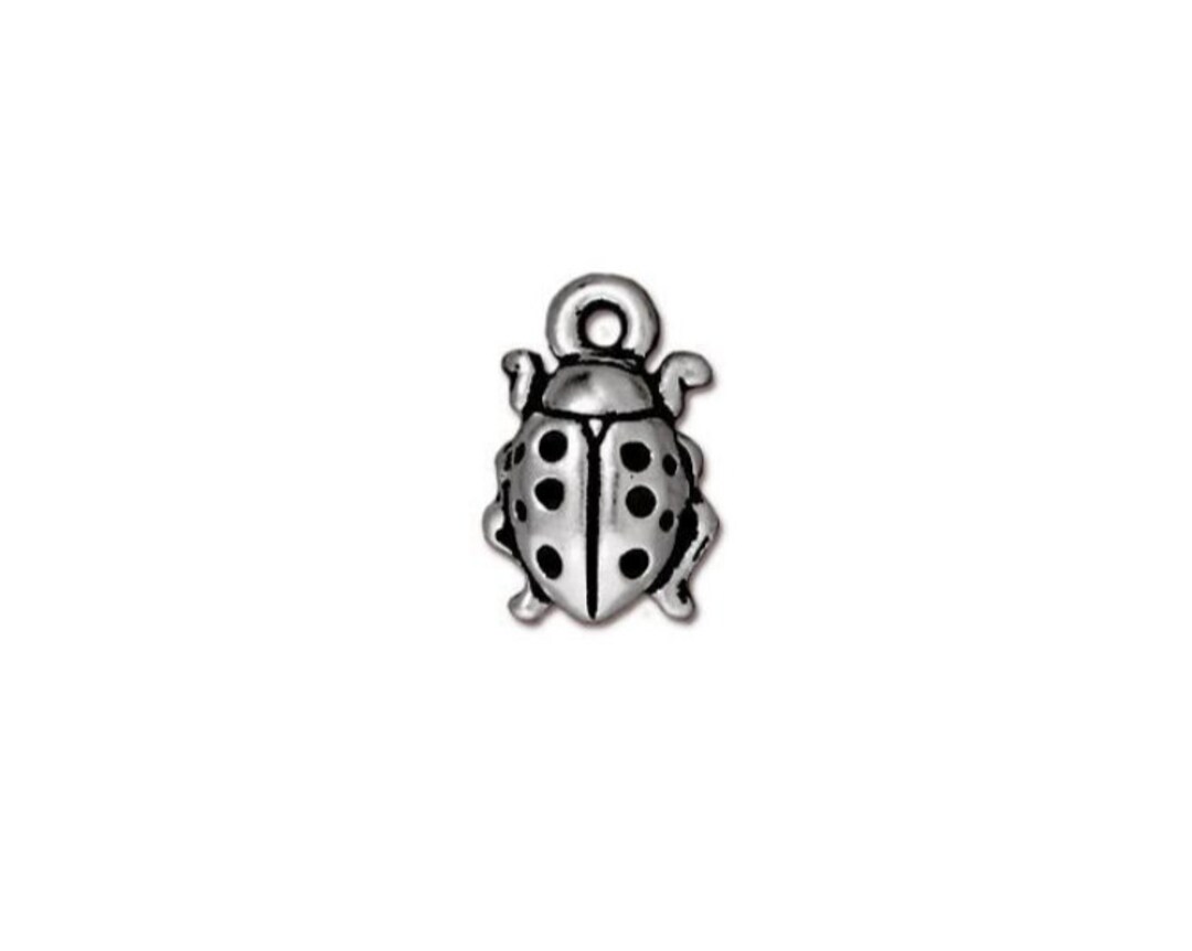 2 Antique Silver Lady Bug Double Sided Charms Tierracast Lead Free ...