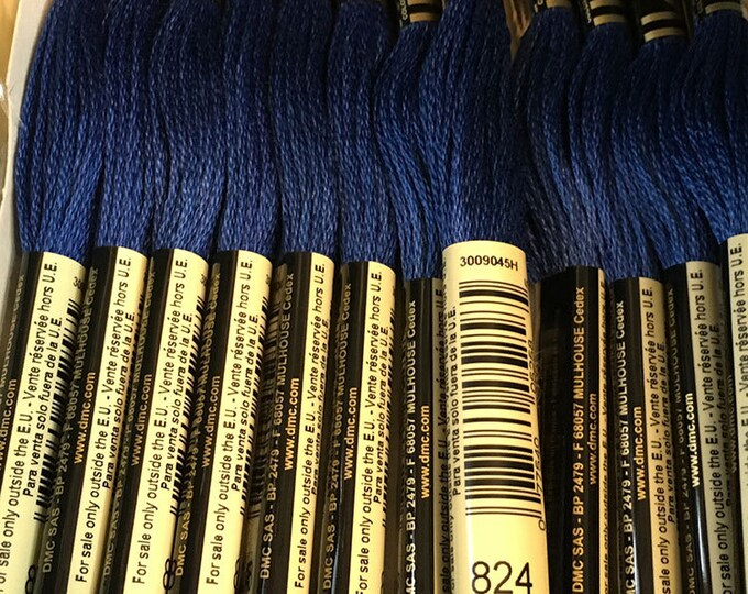 DMC 824 Very Dark Blue Embroidery Floss 2 Skeins 6 Strand Thread for ...