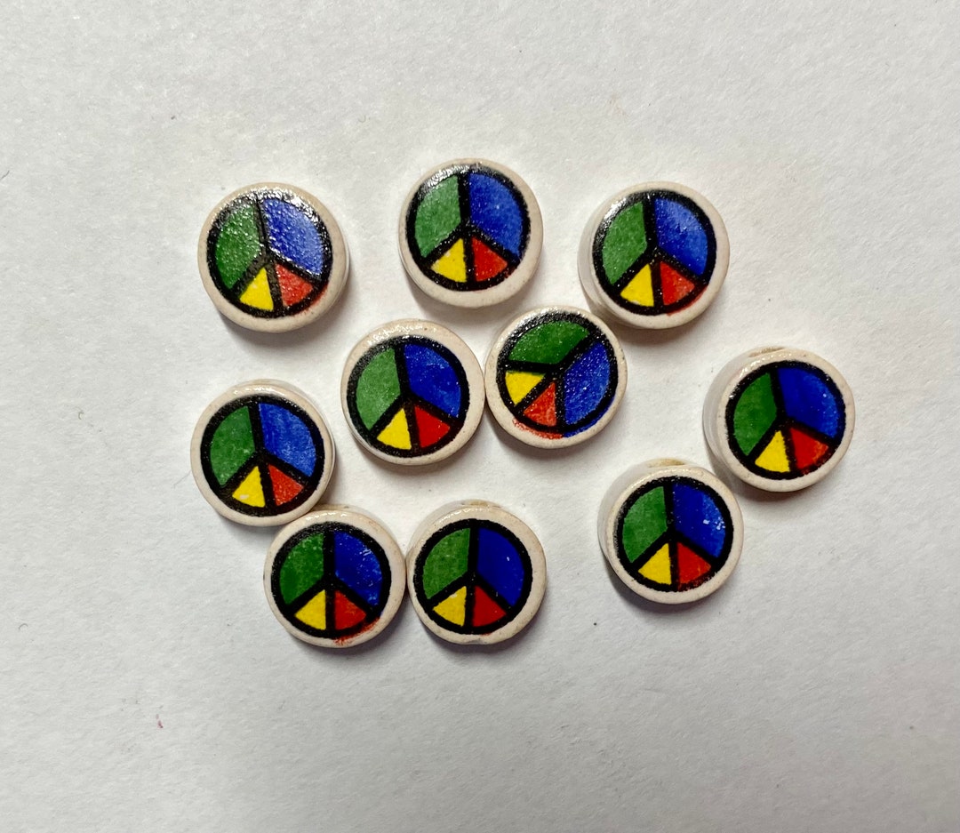 Peace Sign Beads Beads Peruvian Ceramic Beads With Large Vertical Holes ...