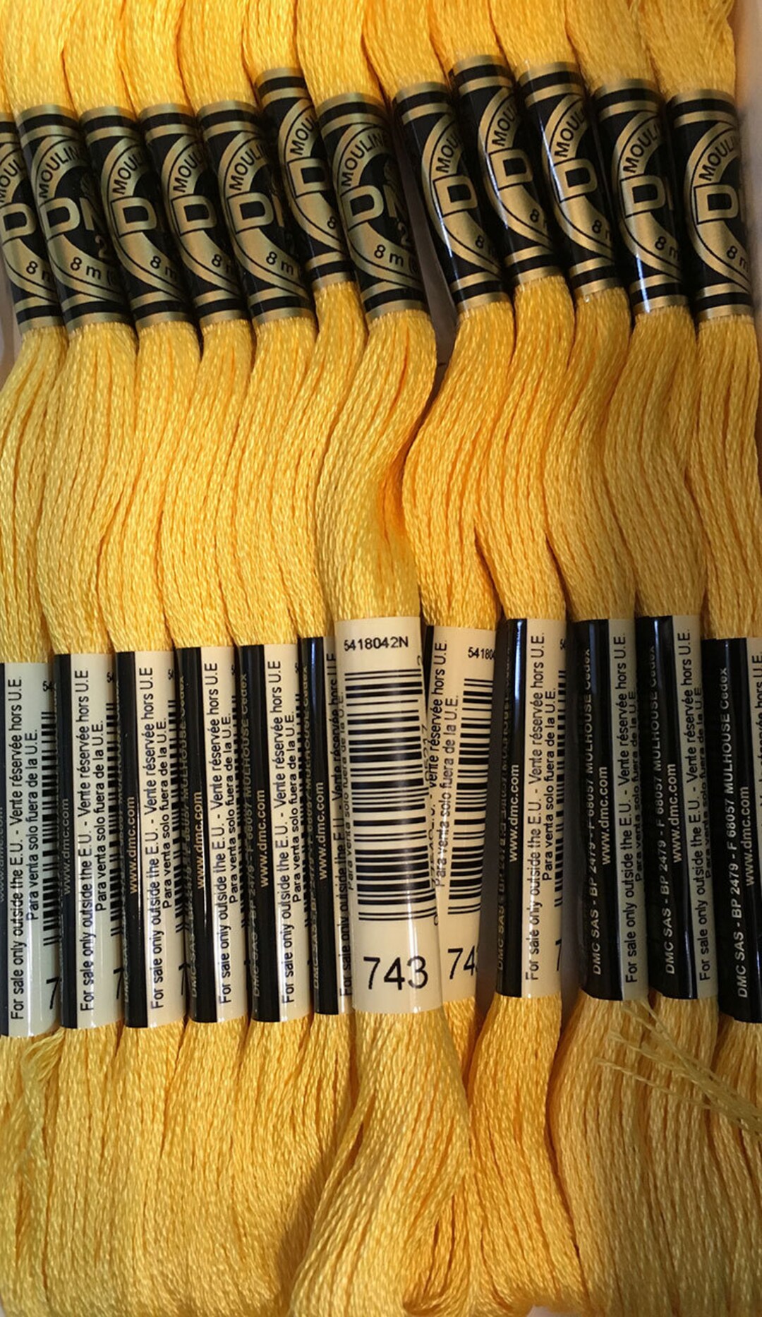 DMC 743 Medium Yellow Embroidery Floss 2 Skeins 6 Strand Thread for ...