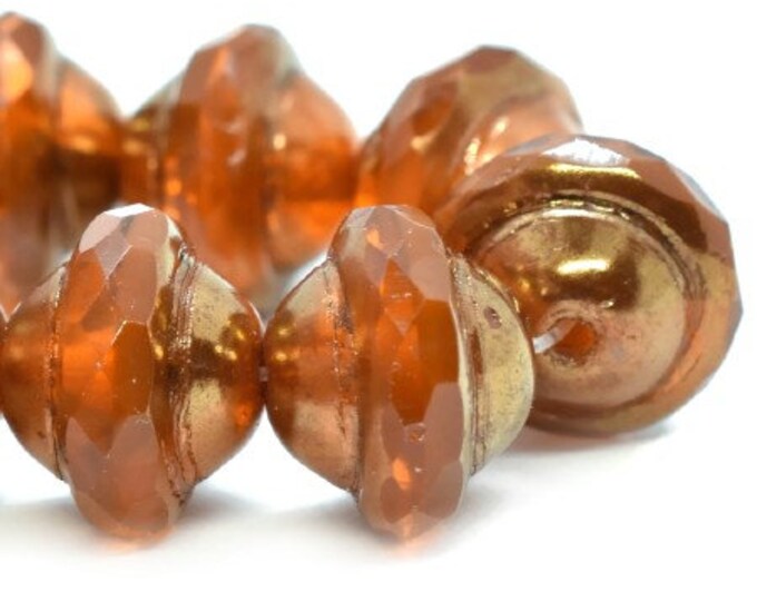 Saturn Beads Pumpkin With a Bronze Finish Carved Czech Glass Saturn ...