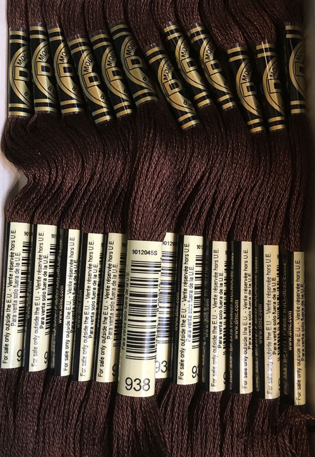 DMC 938 Ultra Dark Coffee Brown Embroidery Floss 2 Skeins 6 Strand Thread for Embroidery Cross ...