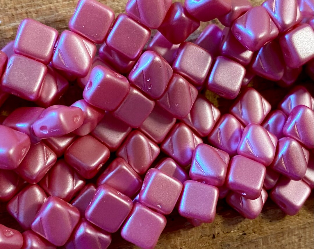 Silky Beads Pastel Pink Two Hole Silky Czech Pressed Glass 6mm 2 Hole ...