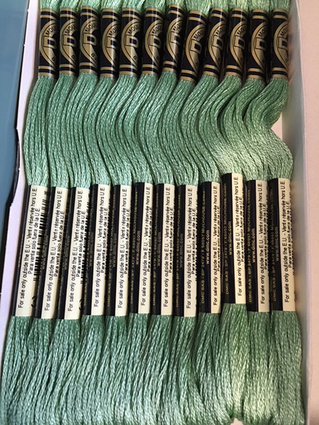 DMC 368 Light Pistachio Green Embroidery Floss 2 Skeins 6 Strand Thread ...