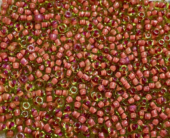 11/0 Peridot Color Lined Persimmon Japanese Seed Beads 6 Inch | Etsy