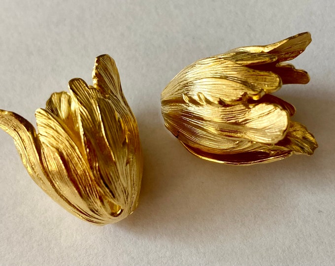Tulip Bead Caps Vintage Style Ornate Large 20mm X 17mm Matte Gold ...