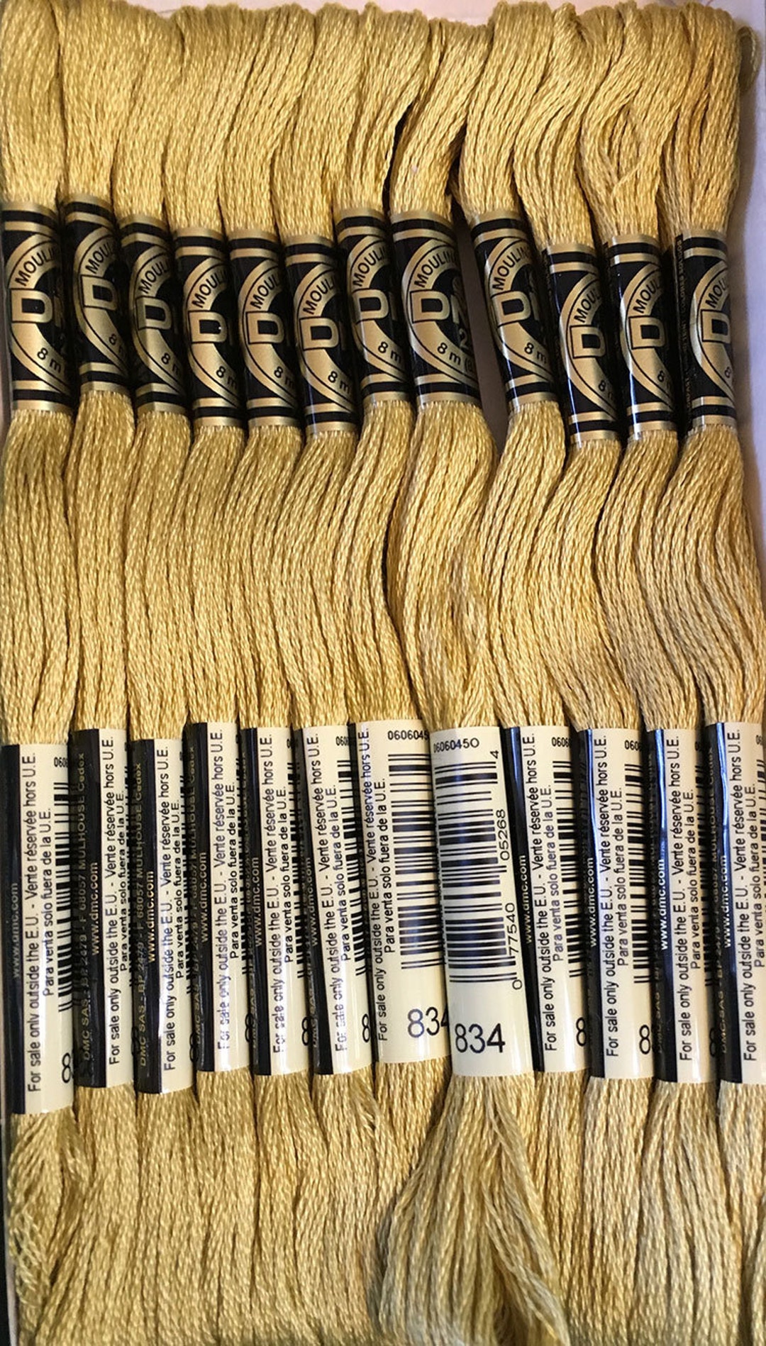 DMC 834 Very Light Golden Olive Embroidery Floss 2 Skeins 6 Strand Thread for Embroidery Cross ...