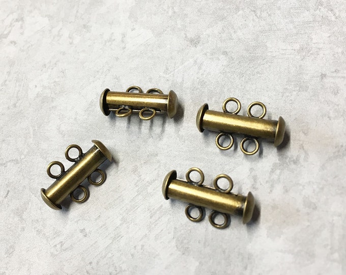 Slide Tube Clasp Antique Brass Plated Slide Tube Two Strand Antique ...