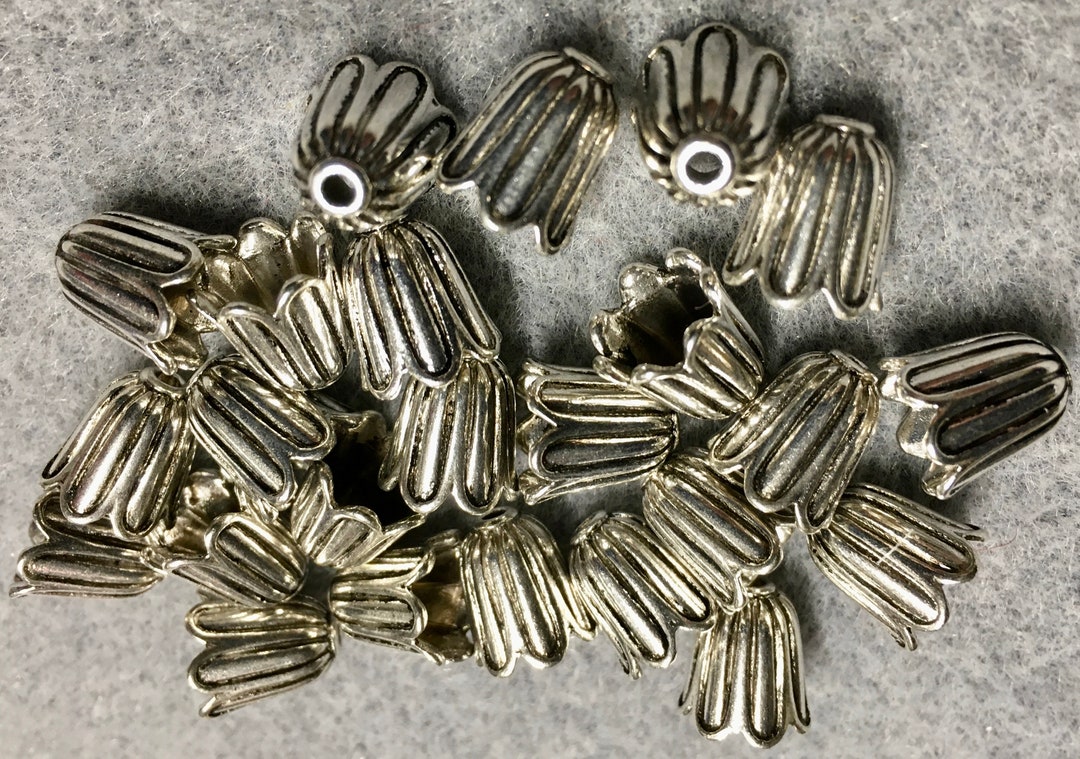 Fluted Flower Bead Caps Pewter Bead Cap 11mm X 10mm 2mm Hole 6 Pcs F333 ...