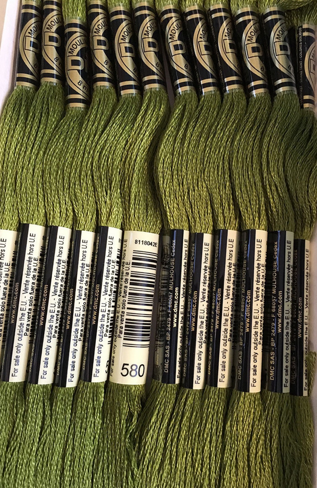 DMC 580 Dark Moss Green Embroidery Floss 2 Skeins 6 Strand Thread for ...