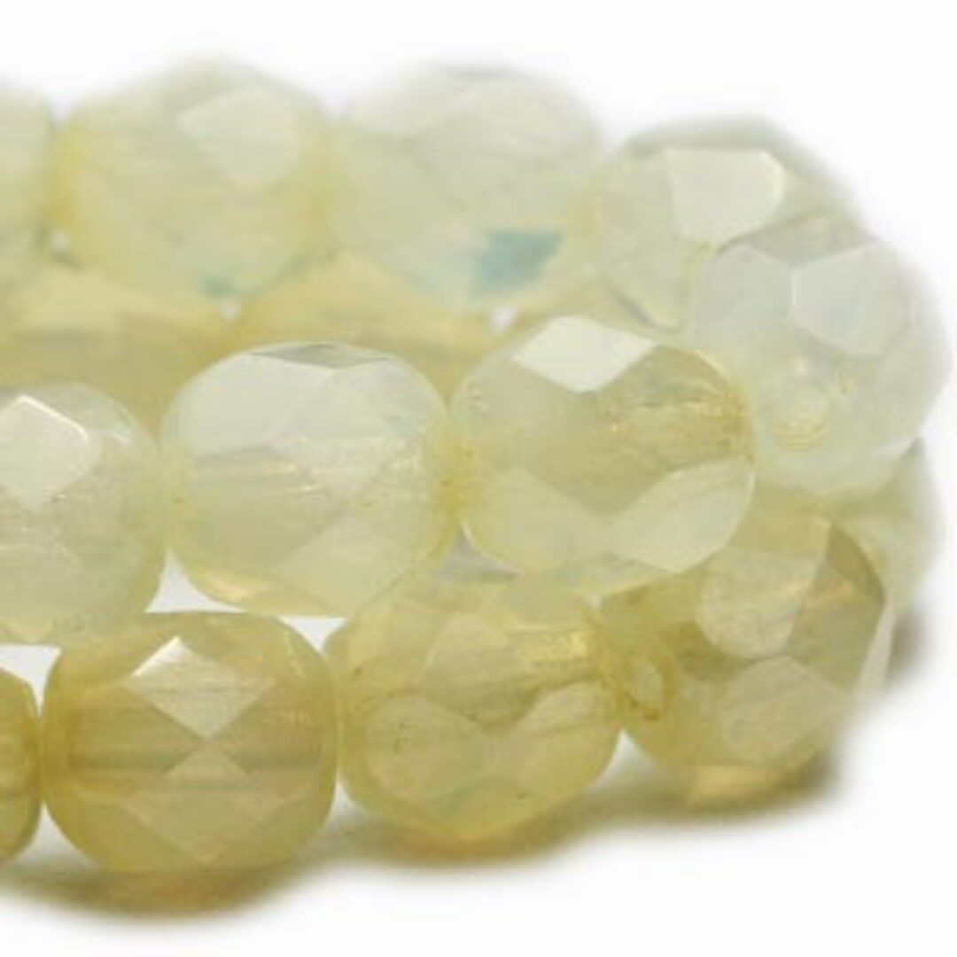 4mm Fire Polished Crystals Milky Cream Czech Glass Firepolished Crystal ...