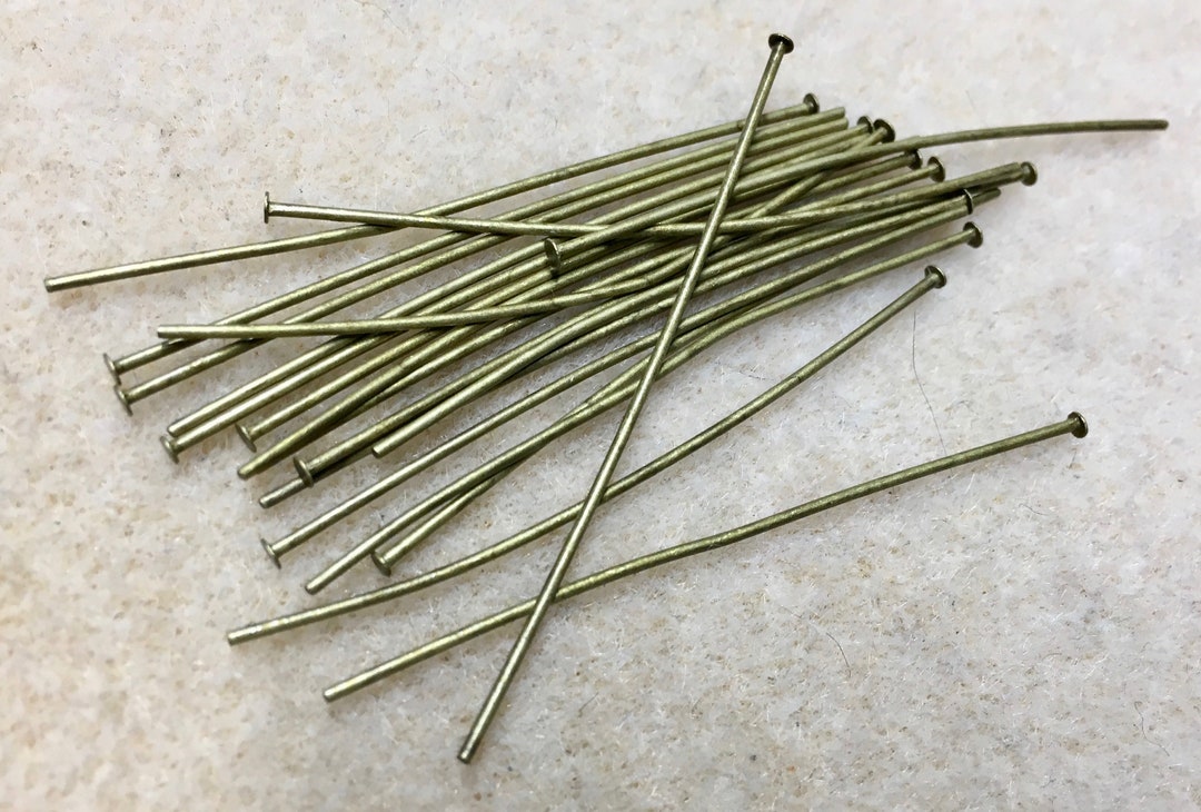 2 Inch Head Pins Antique Brass Plated Headpins 2 Inches 20 Gauge 40 Pcs ...