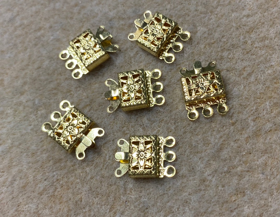 Box Clasp Gold Plated 3 Strand 15x10mm 6 Clasps F394B - Etsy