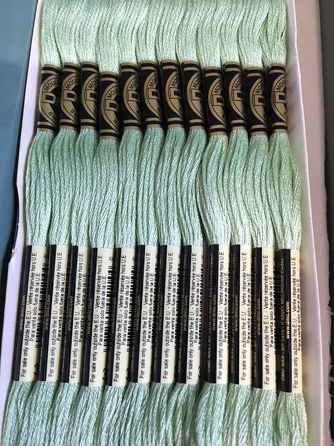 DMC 369 Very Light Pistachio Green Embroidery Floss 2 Skeins 6 Strand Thread for Embroidery ...