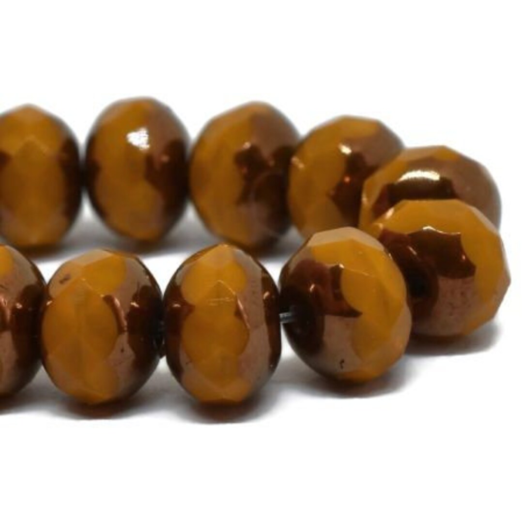 Rondelles Opaque Yellow Gold With a Bronze Finish Czech Pressed Glass ...
