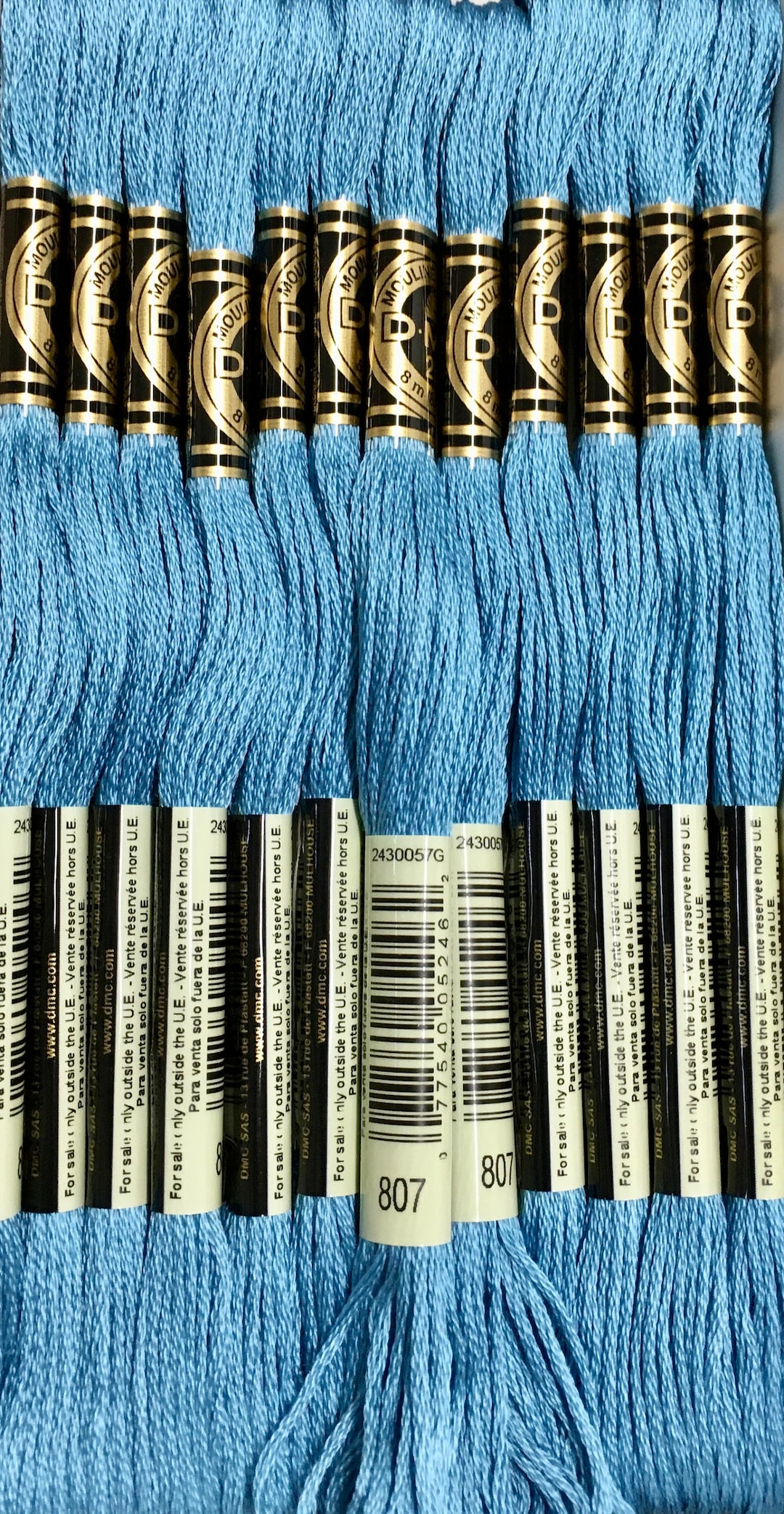 DMC 807 Peacock Blue Embroidery Floss 2 Skeins 6 Strand Thread for ...