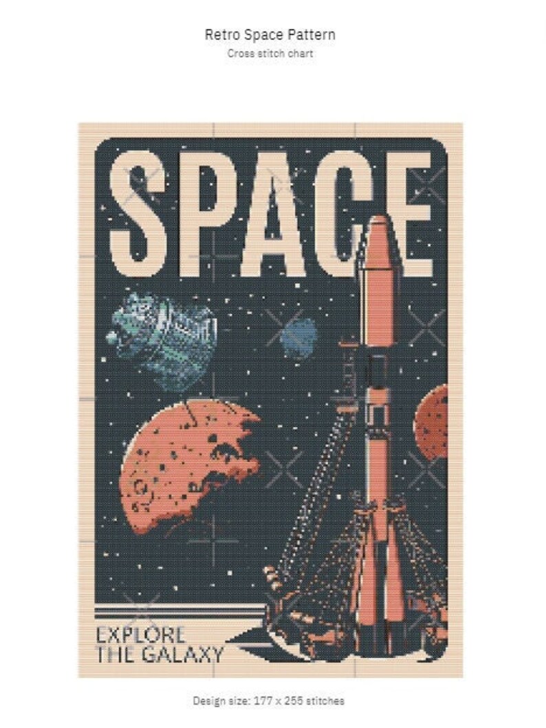 Retro Space Cross-stitch Pattern - Etsy