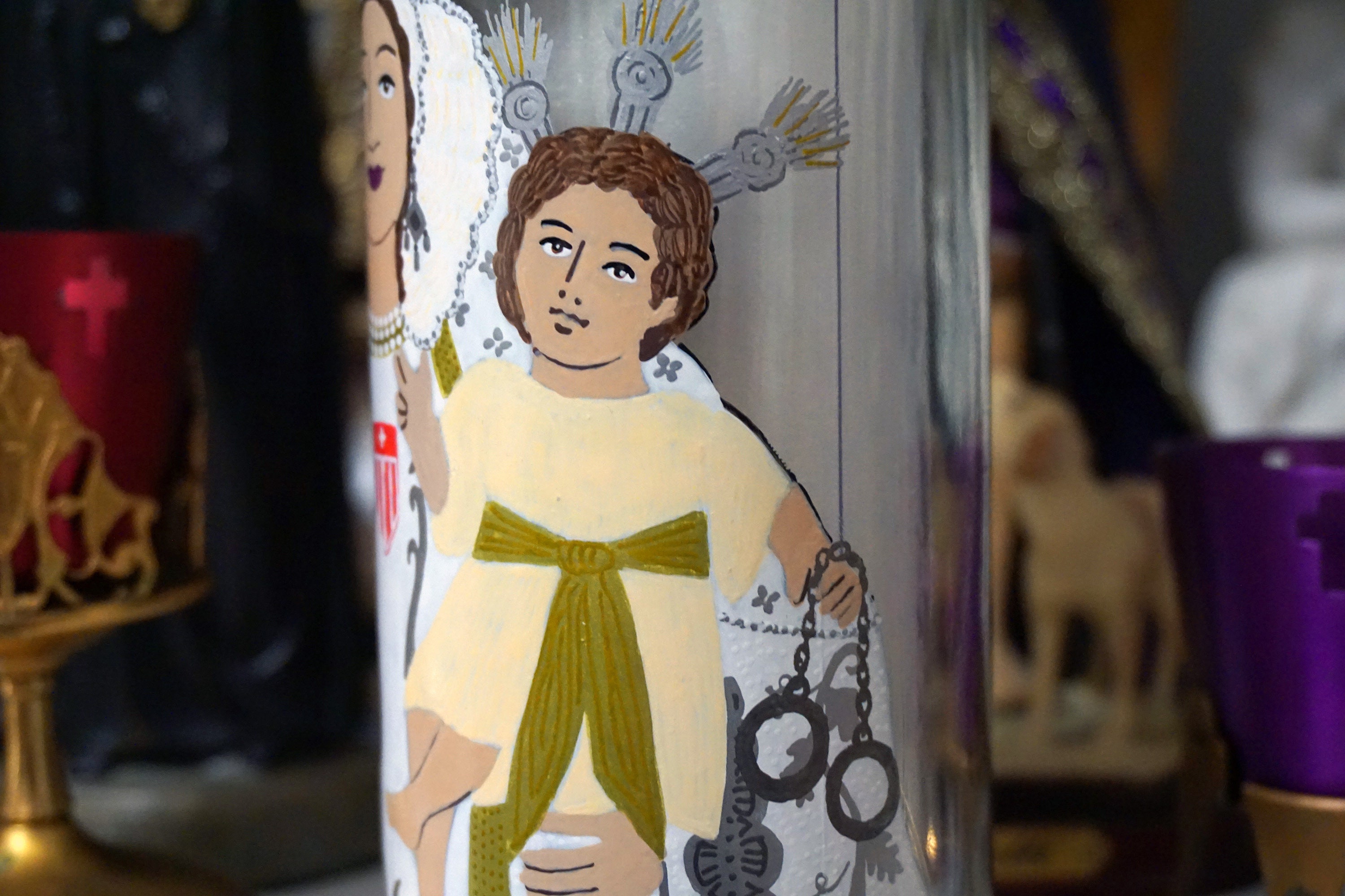 Our Lady of Mercedes Hand Painted Glass 7-day Candle - Etsy
