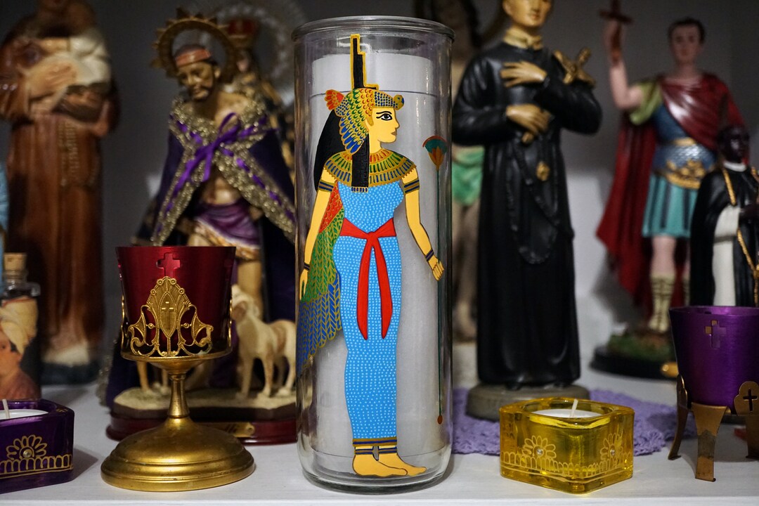Isis Hand Painted Glass 7-day Candle - Etsy
