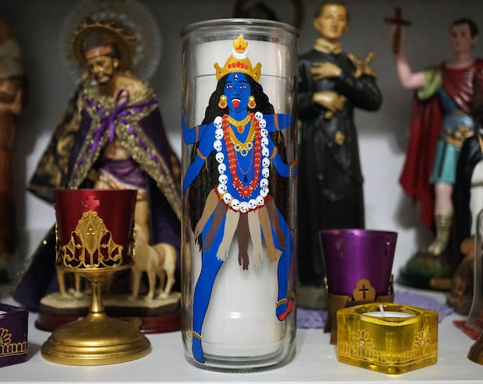 Kali Hand Painted Glass 7-day Candle - Etsy
