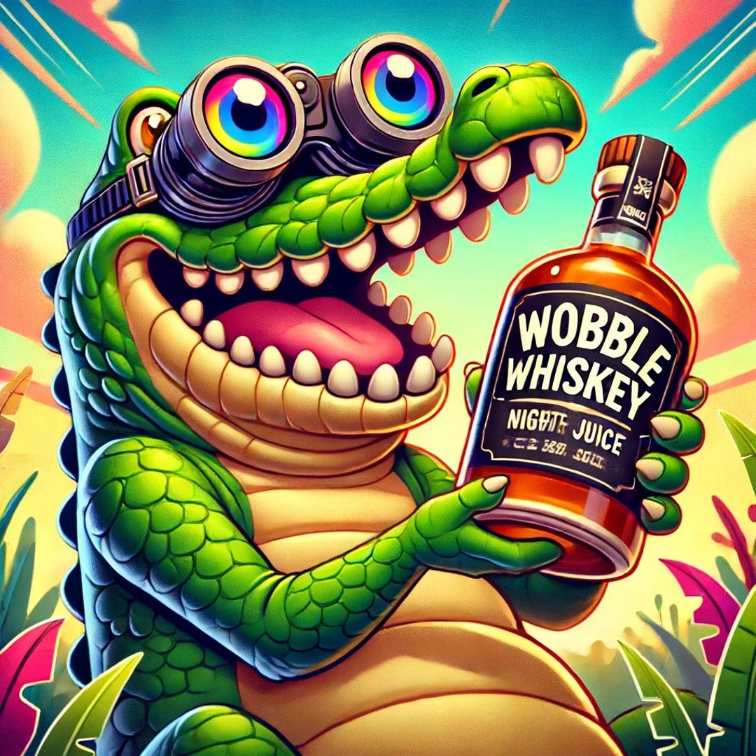 Wobble Whiskey Croc Sticker Night Vision Whiskey Croc Party Animal ...