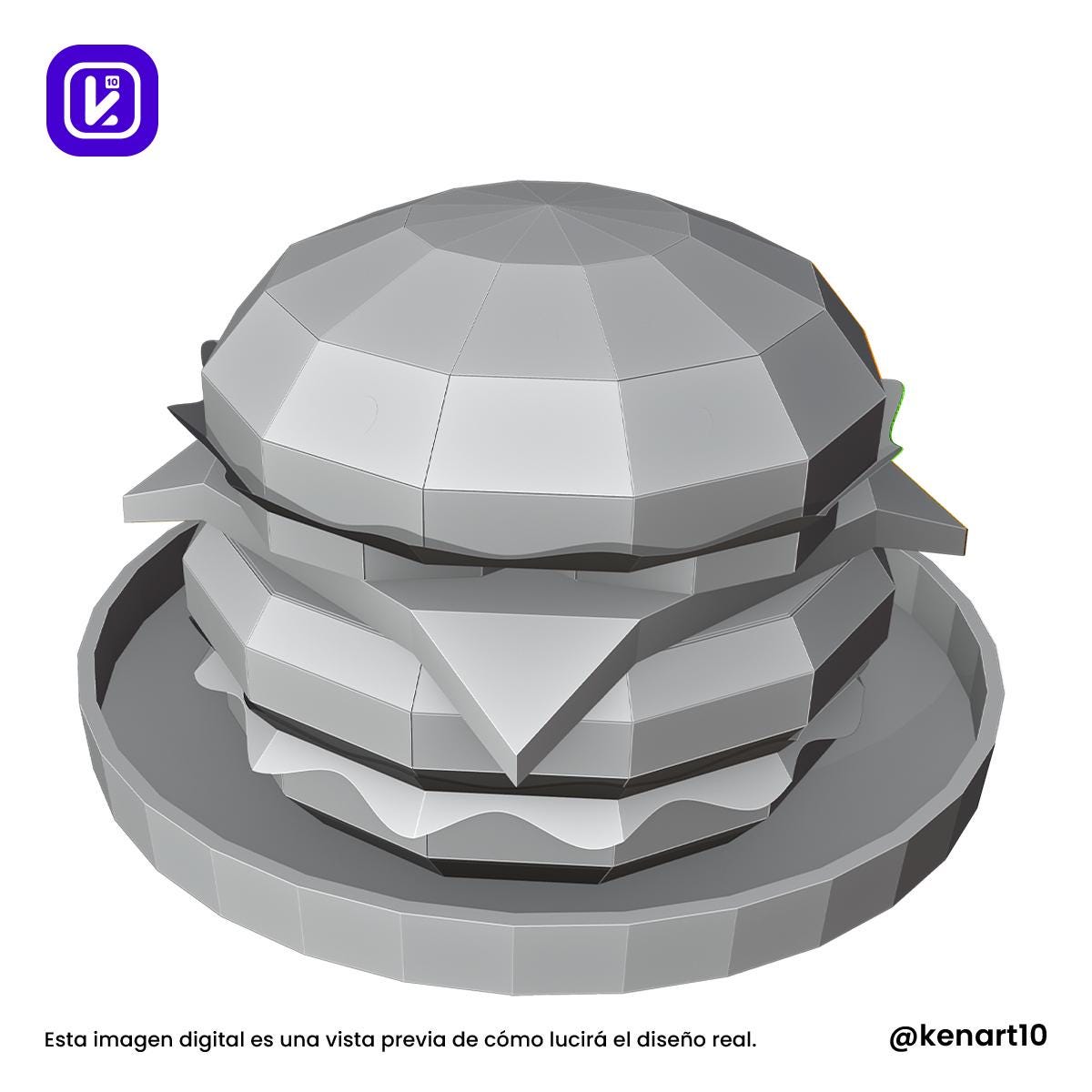 Burger Papercraft 3D Low Poly Papercraft Template, DIY, Pepakura PDF ...