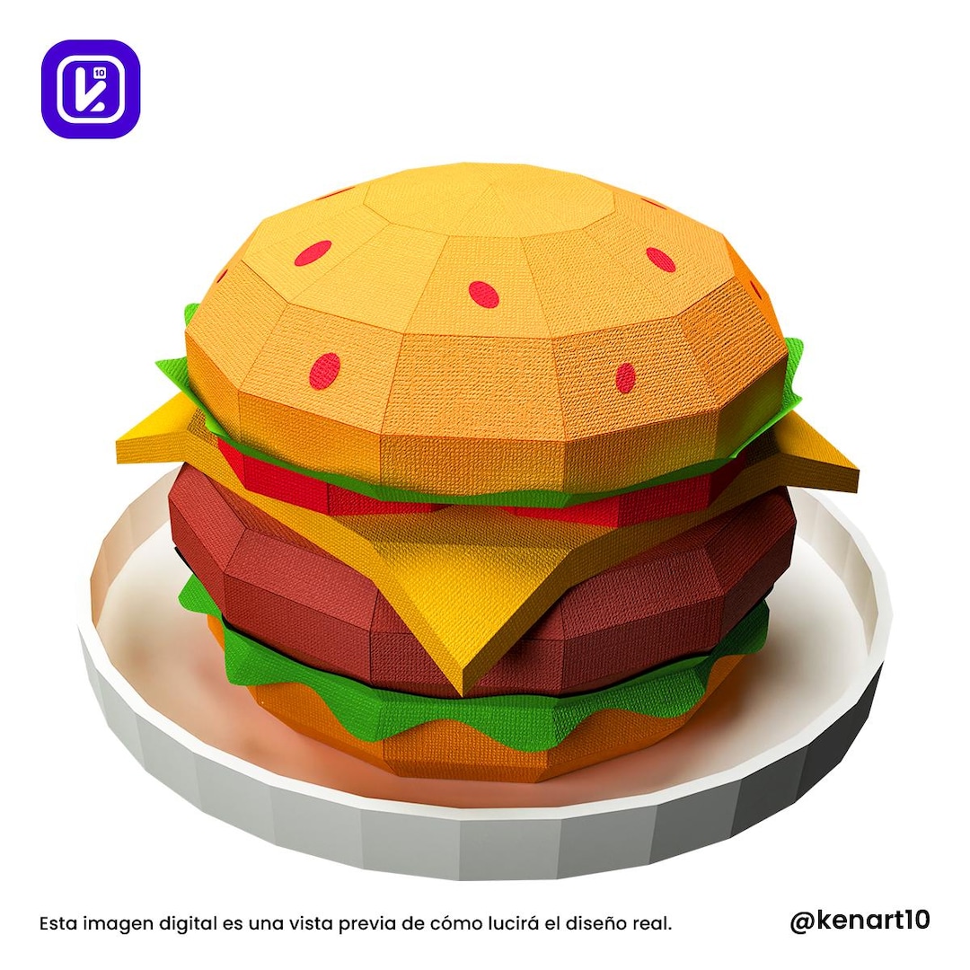 Burger Papercraft 3D Low Poly Papercraft Template, DIY, Pepakura PDF ...