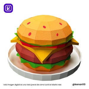 Burger Papercraft 3D Low Poly Papercraft Template, DIY, Pepakura PDF ...