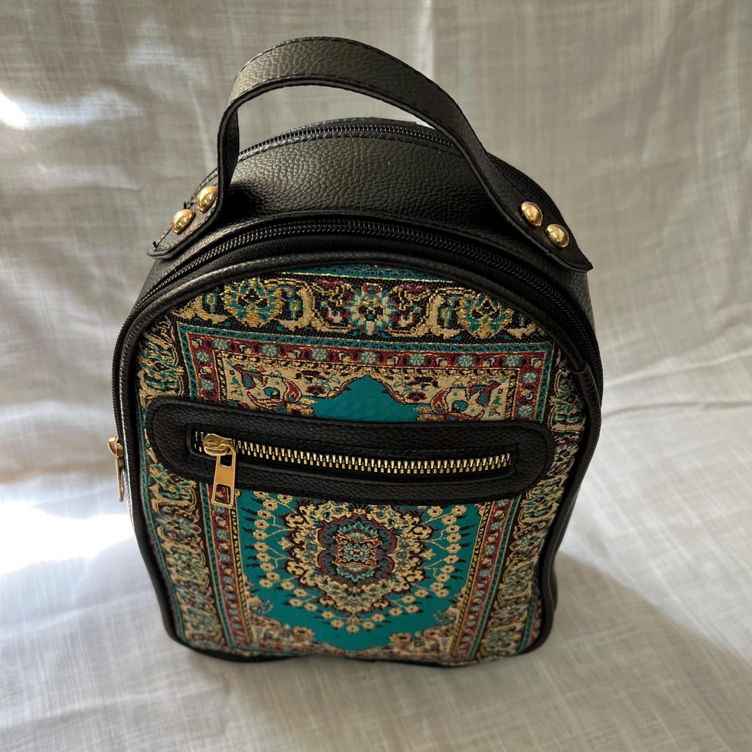 Vintage Kilim Backpack Handmade Turkish Kilim & Leather Bag Bohemian ...