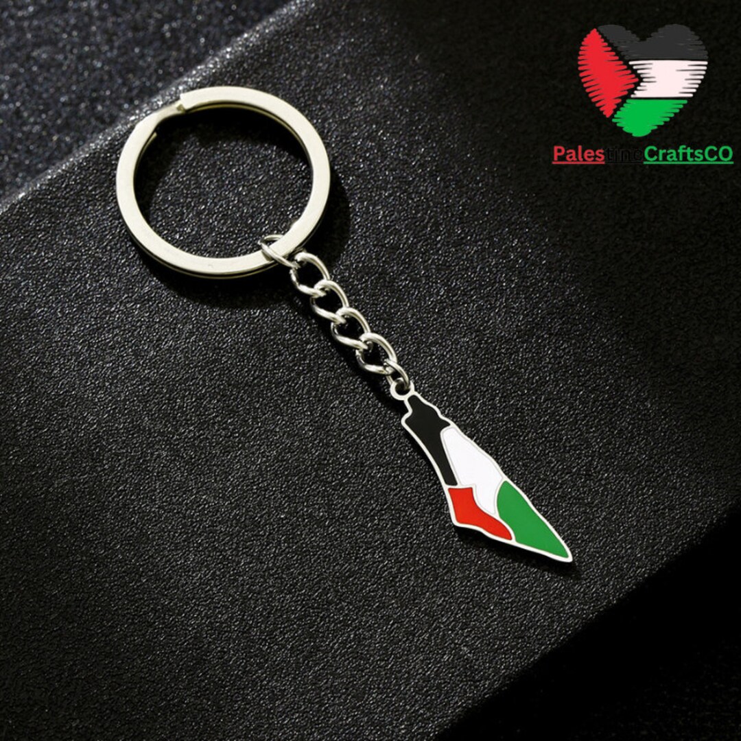 Palestine Country Keychain, Silver and Golden Color, Gaza , Palestine ...
