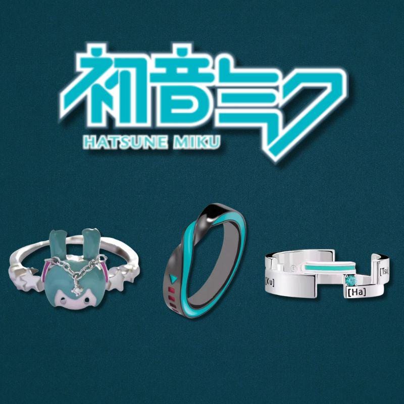 Hatsune Miku Vocaloid Inspired Rings Collection – Anime Music Jewelry ...