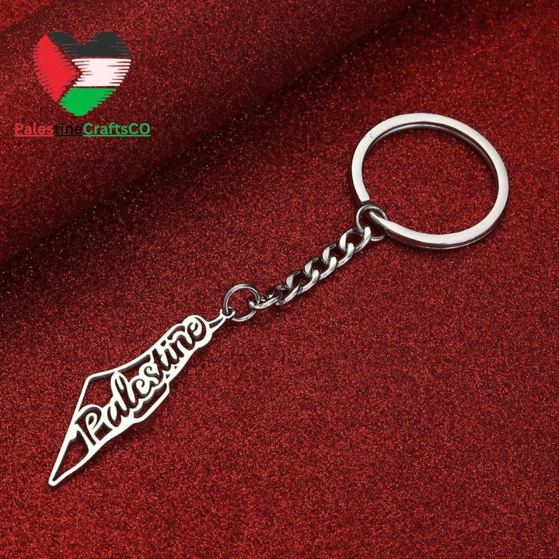 Palestine Keychain, Lettering Design, Silver & Golden Color, Gaza ...