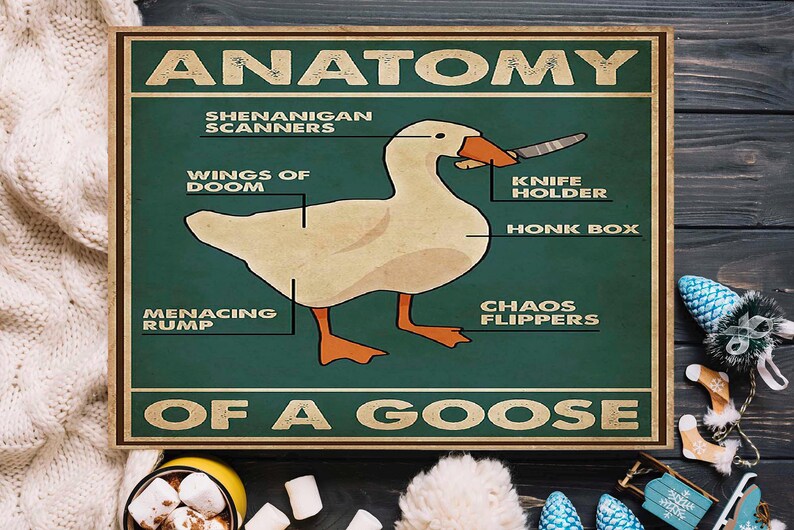 Anatomy of A Duck Retro Poster, Restaurant Cafe, Kitchen, Bathroom ...