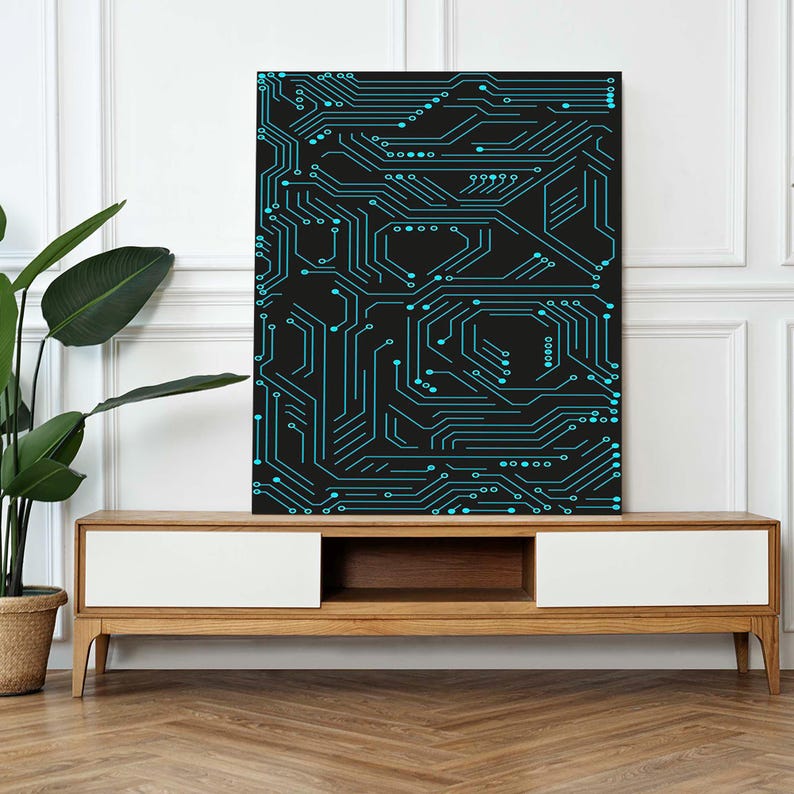 Motherboard Wallart, Futuristic Tech, Circuit Board Print, Digital ...
