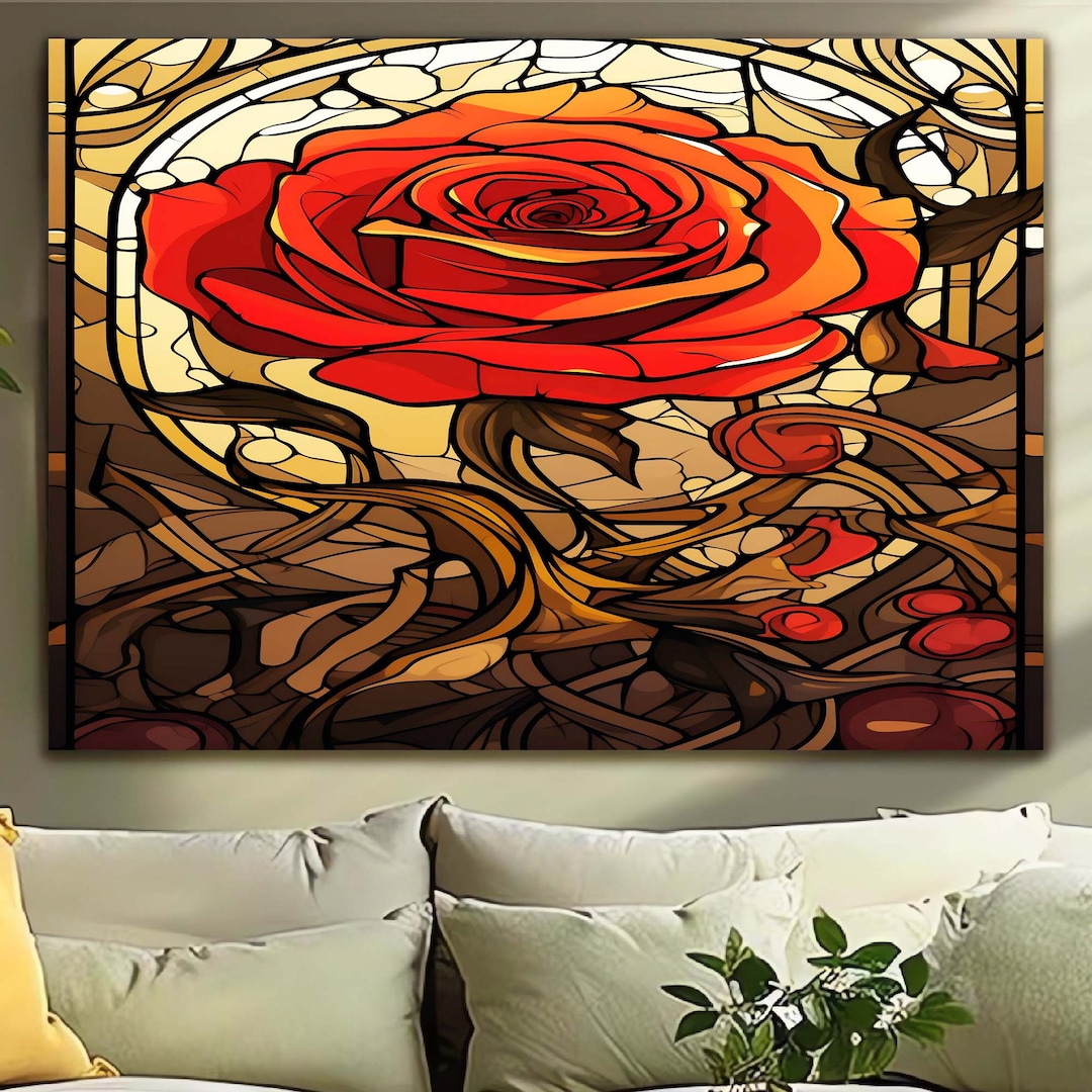 Red Rose Tempered Glass Wall Art, Glass Abstract, Home Wall Decor ...