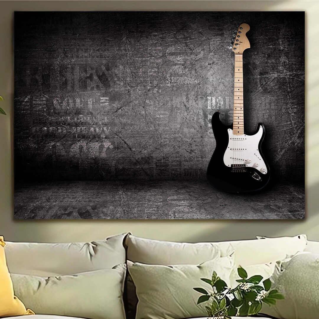 Guitar Fend Tempered Glass Wall Art, Glass Music Fan, Home Wall Decor ...