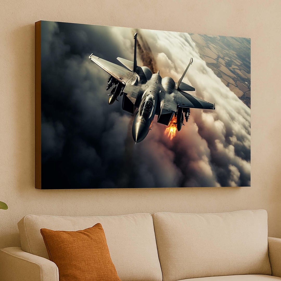 Jet Fighter Military Wall Art, Airplane Wall Decor, Aviation Canvas Art ...