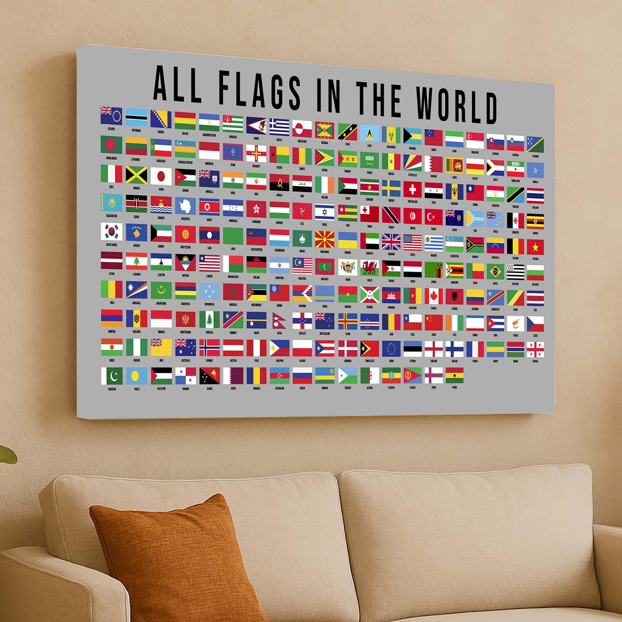 World Flags Poster: Educational Geography Art for Kids Room - Etsy