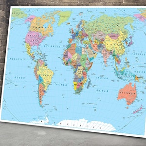 Earth World Map Tempered Glass Wall Art: Abstract Home Decor - Etsy