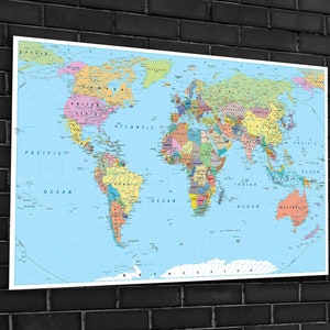 Earth World Map Tempered Glass Wall Art: Abstract Home Decor - Etsy