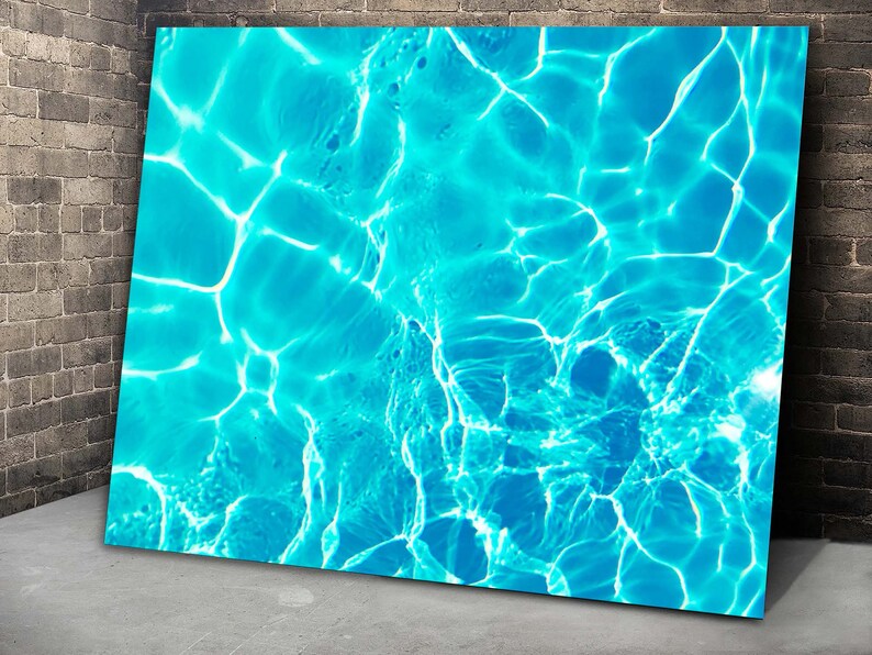 Blue Water Surface Texture Wall Art, Tempered Glass Print, Pure Color ...