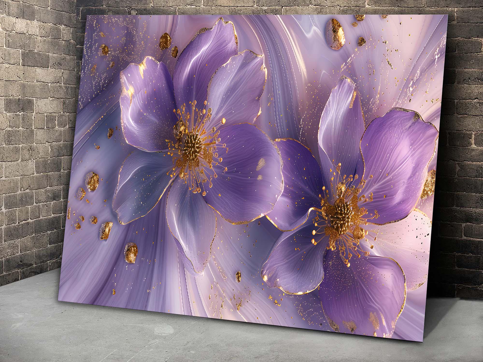 Purple Flowers Art, Purple Wall Art, Purple Tempered Glass, Purple ...