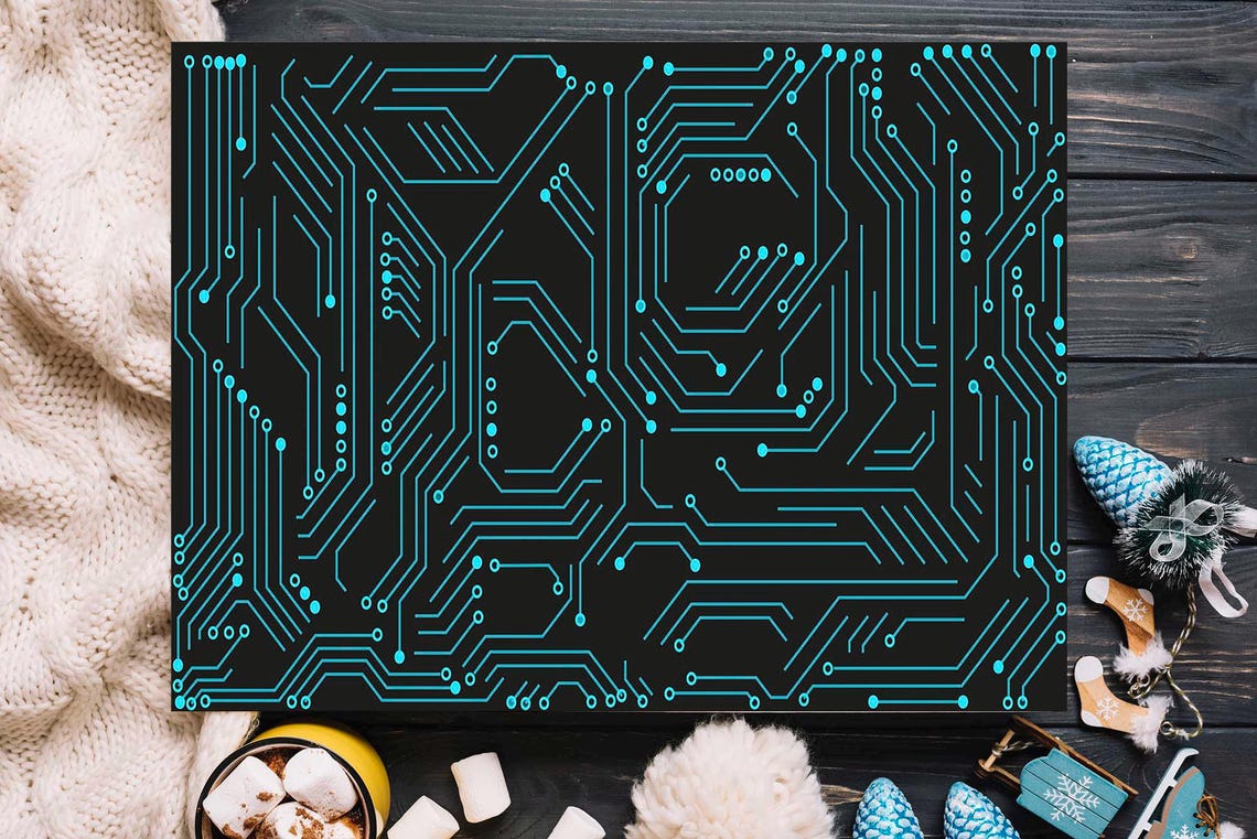 Motherboard Wallart, Futuristic Tech, Circuit Board Print, Digital ...