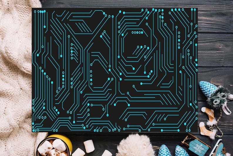Motherboard Wallart, Futuristic Tech, Circuit Board Print, Digital ...