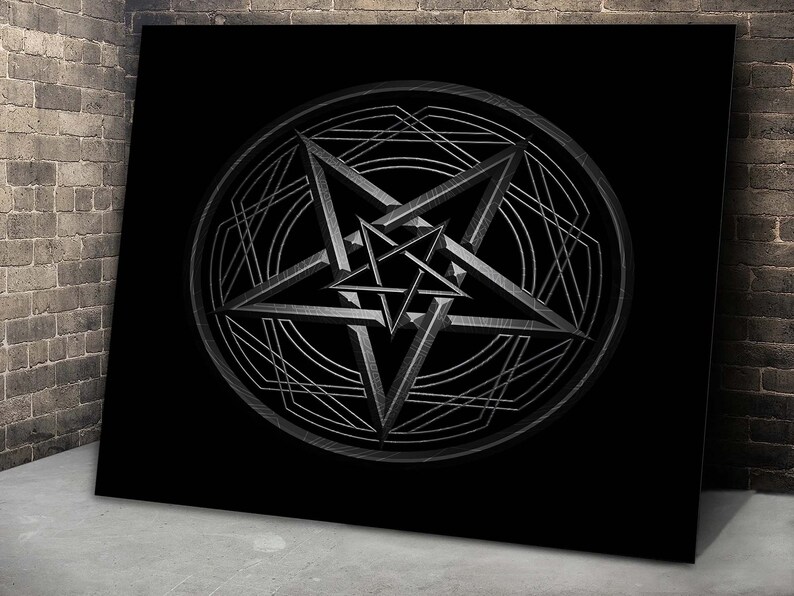 Pentagram, Gothic Tempered Glass Wall Art, Satan Glass Art, Home Wall ...