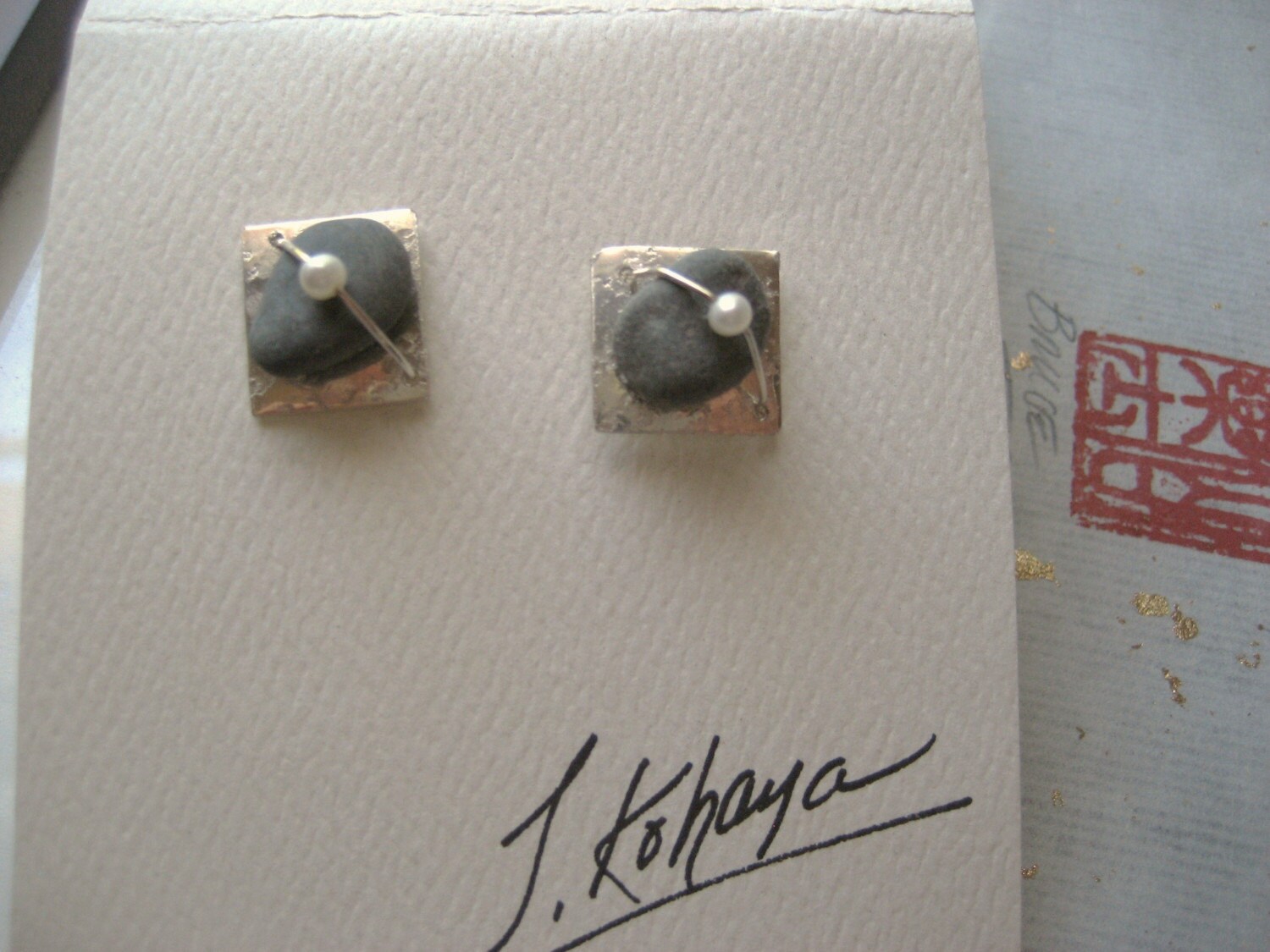 Handmade River Rock Jewelry Earrings With Freshwater Pearl by Cra1nes ...