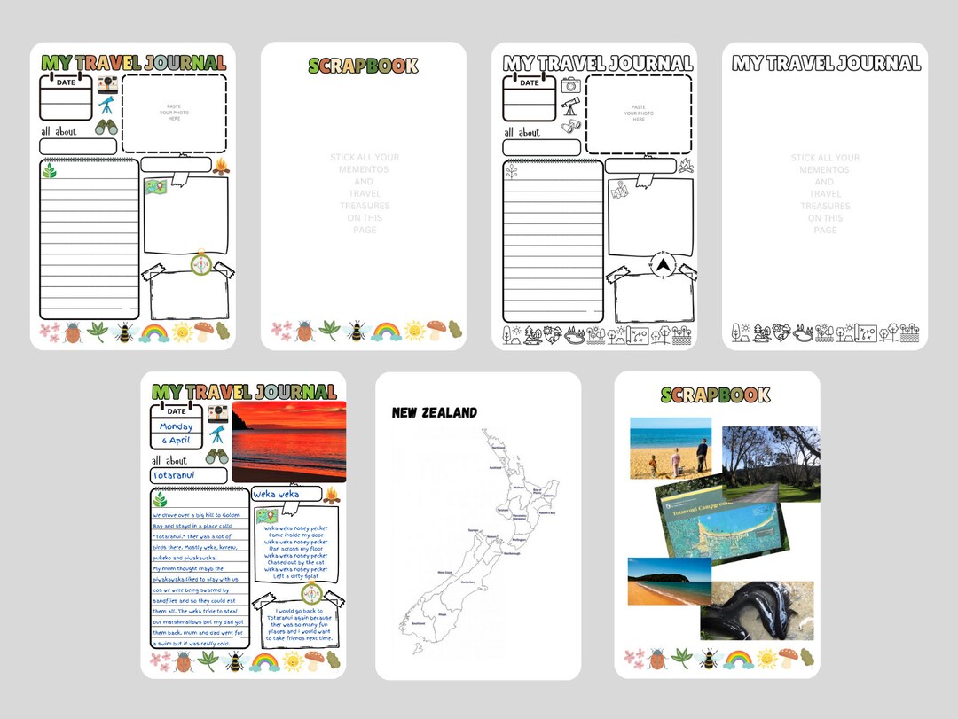 TRAVEL JOURNAL PRINTABLE Childrens Colour or Black and White B&W Travel ...