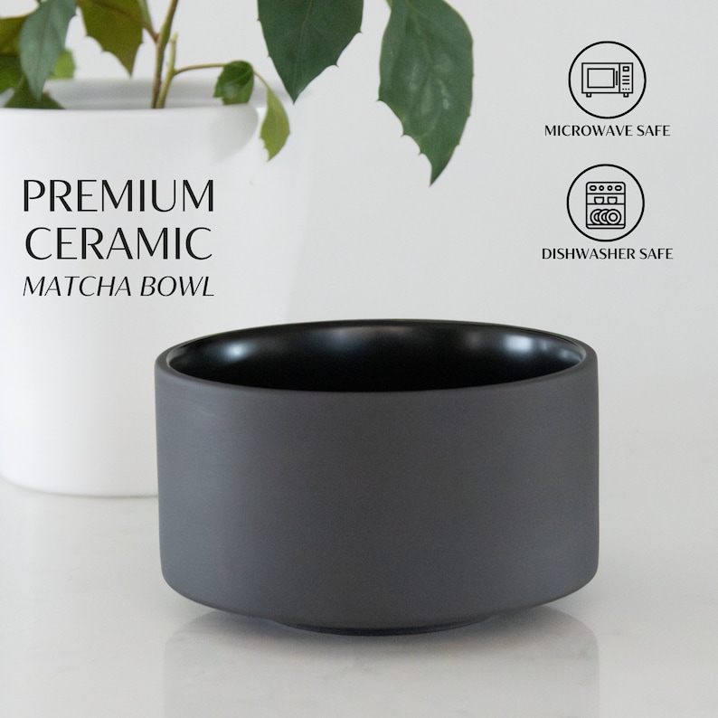 Black Matcha Bowl: Chawan Tea Ceremony Bowl Modern Ceramic Vessel ...