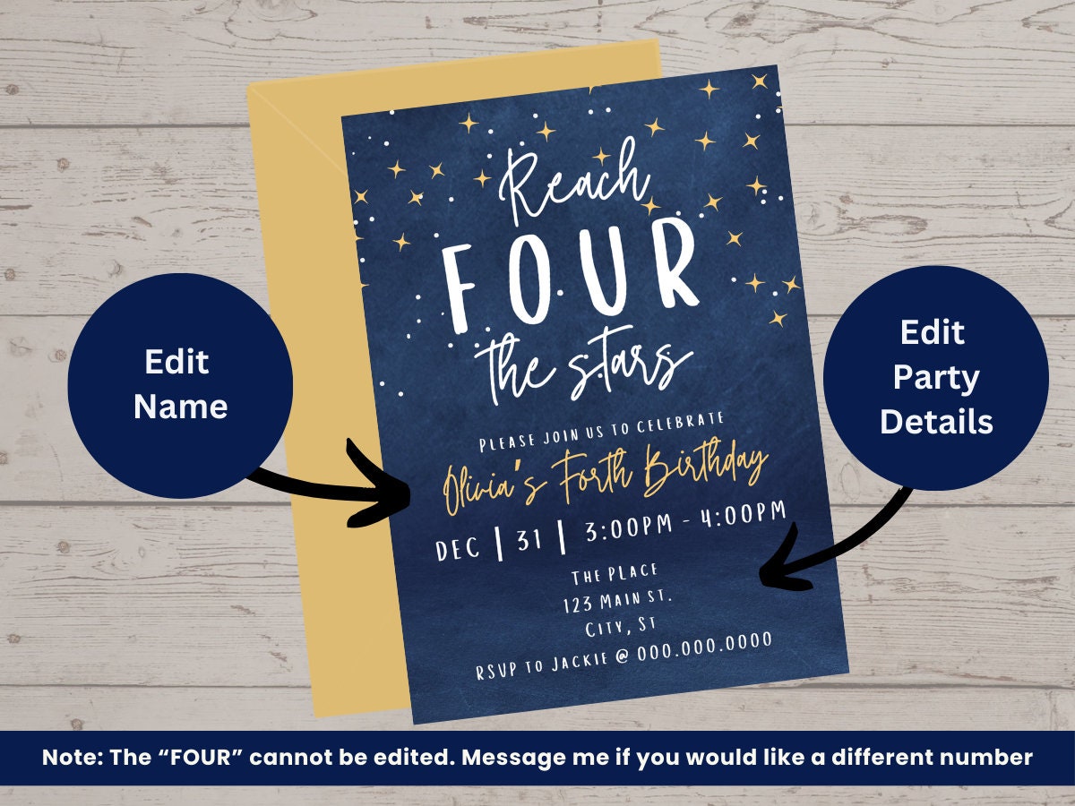 Reach 4 the Stars Birthday Invitation | Customizable Digital Birthday ...