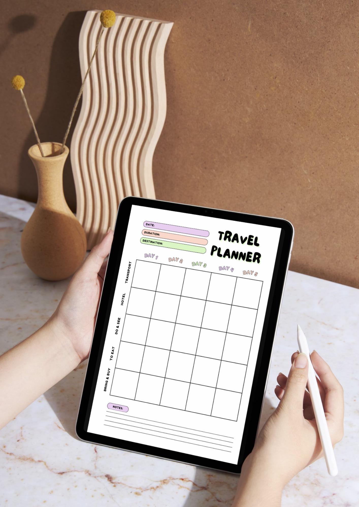 Travel Planner Calendar Template Canva Fillable Journal Vacation ...